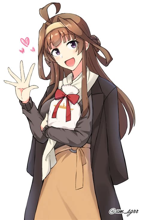 Safebooru 1girl D Ahoge Alternate Costume Black Coat Brown Hair Coat