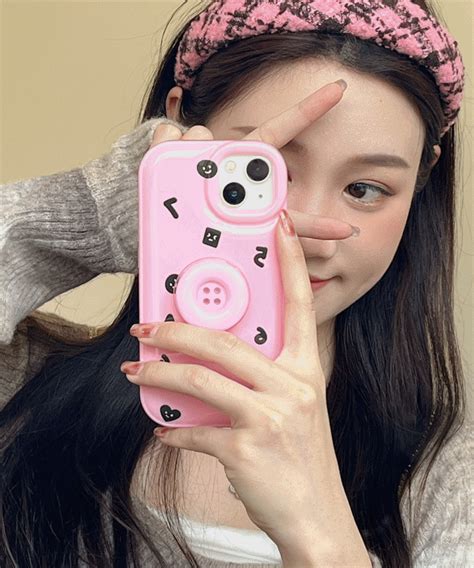 Pink Pink 아이폰케이스와 단추 그립톡 액정 필름 증정 아이폰 11 12 13 14 프로 프로맥스 케이스 에이블리