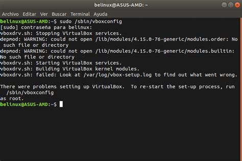 ubuntu linux solución error de virtualbox kernel driver not installed