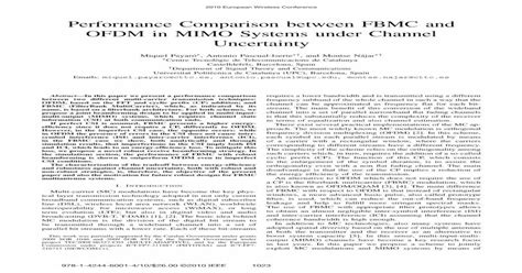 Performance Comparison Between Fbmc And Ofdm In · Pdf Fileperformance