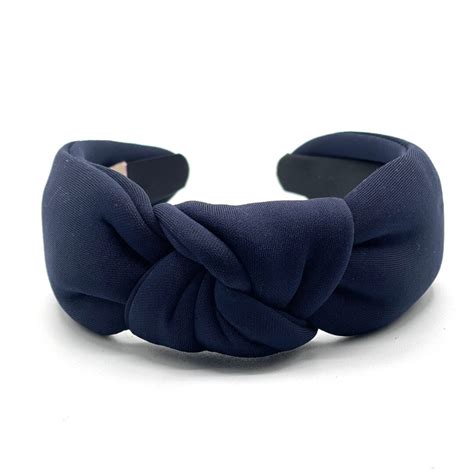Navy Blue Knot Headband Padded Satin Headband For Women And Girls Etsy