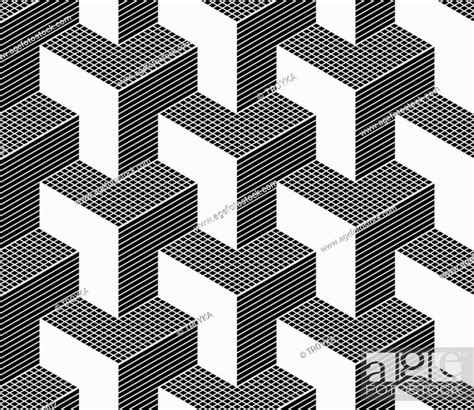 Seamless Geometric Isometric Pattern 3D Illusion Abstract Textured