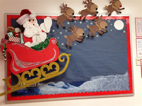 Santa Claus On His Sled Papa Noel En Su Trineo Christmas Board Decoration School Christmas