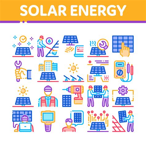 Solar Energy Technicians Collection Icons Set Vector 17594528 Vector