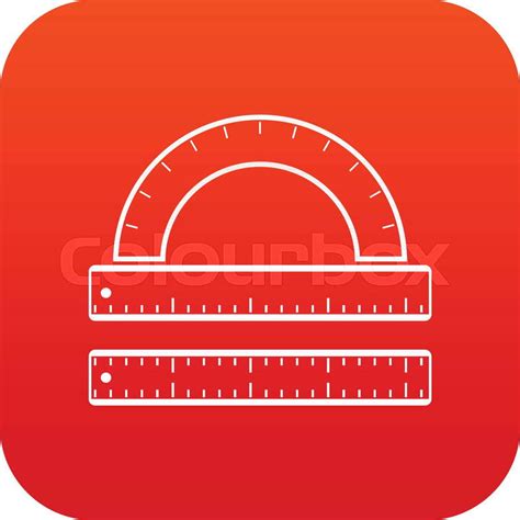 Ruler And Protractor Icon Digital Red For Any Design Isolate Colourbox