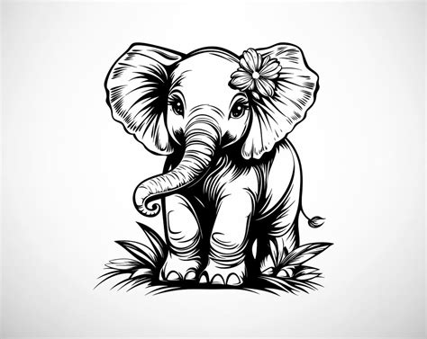 Floral Elephant Svg Cute Elephant With Flowers Svg Boho Elephant Cut