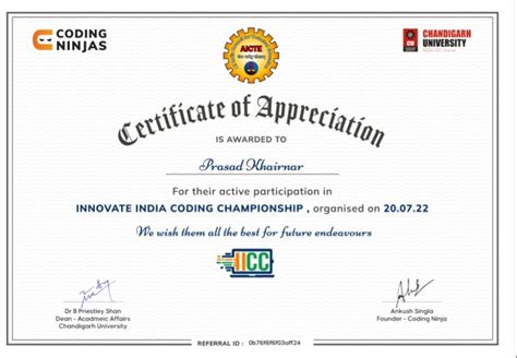 Prasad Khairnar On Linkedin Round1 Codingninjas Aicte Coding Appreciation