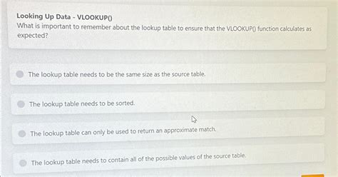 Solved Looking Up Data ﻿vlookup What Is Important To