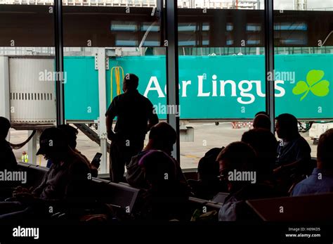 Dublin Airport Terminal Two Aer Lingus Passengers In Departure Lounge