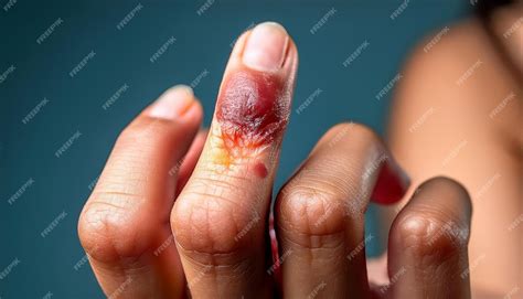 Closeup Of Dislocated Finger Joint With Visible Misalignment Premium