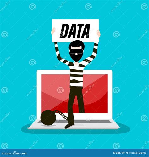 Data Theft Illegal Information Stealing From Laptop Computer Stock