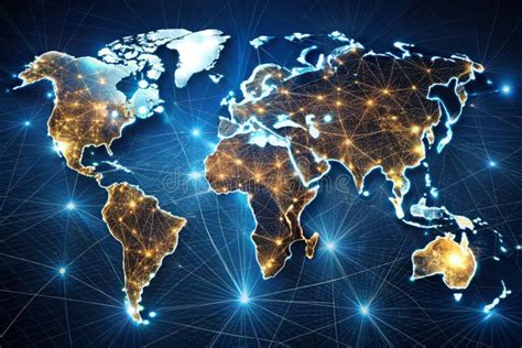 Illuminated Global Connectivity Map Generative Ai Stock Illustration Illustration Of