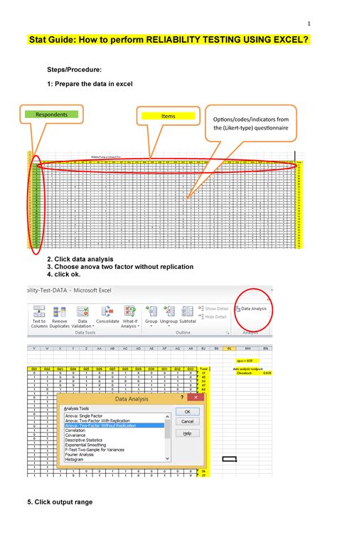 Sample Guide Reliability Test Steps Stat Guide How To Perform RELIABILITY TESTING USING EXCEL
