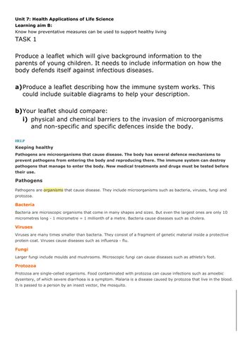 Btec Applied Science Level 2 Applications Unit 7 Teaching Resources