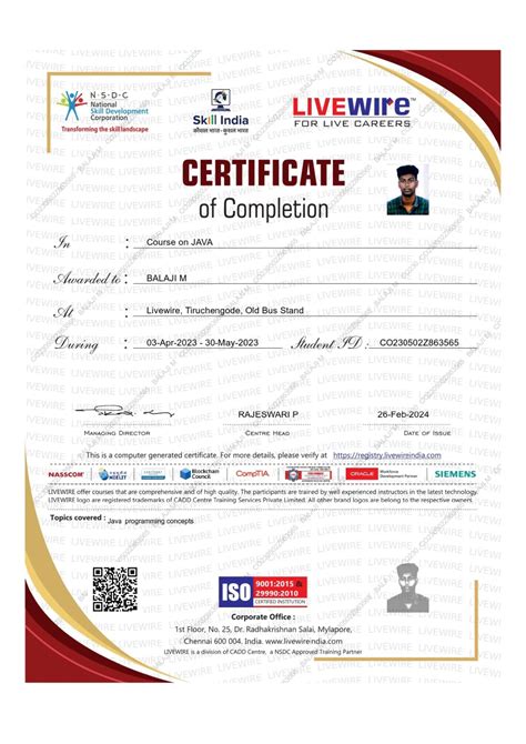 Balaji M On Linkedin Java Certification