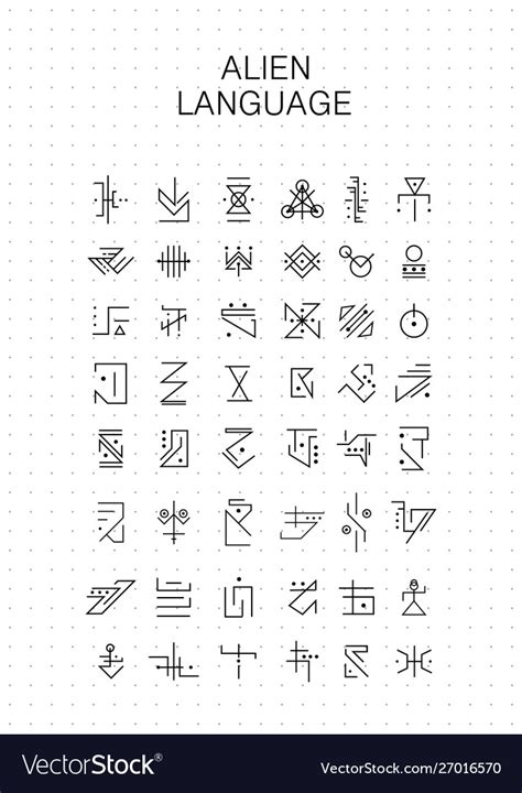 Unknown Alphabet Alien Hieroglyphics Symbols Vector Image
