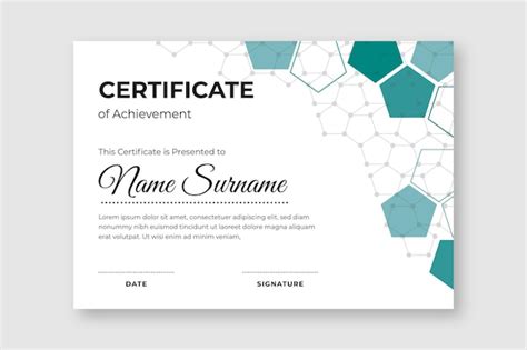 Plantilla De Certificado De Logro De Polígono Vector Premium
