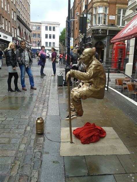 Levitating Street Performer Human Statue London Streets United