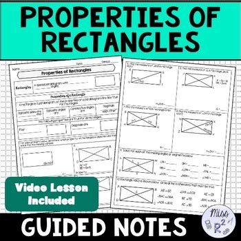Properties Of Rectangles Guided Notes By Miss R Squared TPT