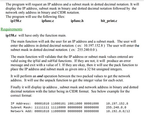 The Program Will Request An Ip Address And A Subnet