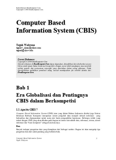 Computer Based Information System Cbis