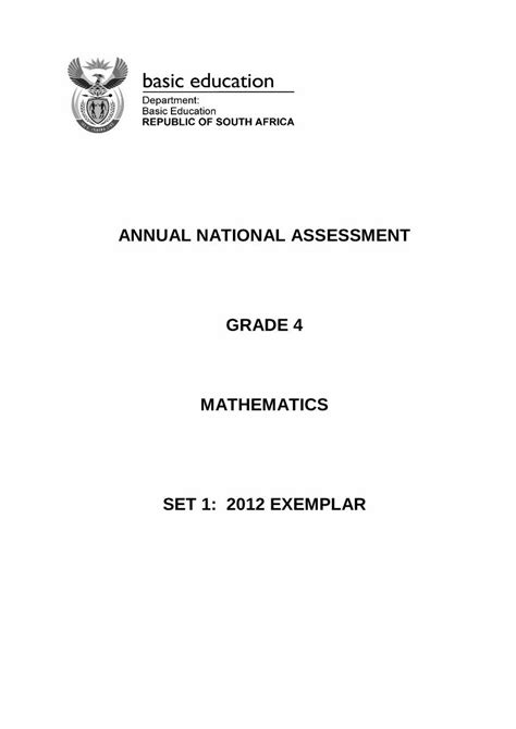 Pdf Annual National Assessment Grade 4 Mathematics Set Dokumentips