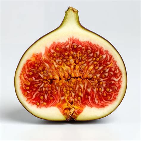Detailed View Of A Ripe Fig Half Showing Its Intricate Seed Structure