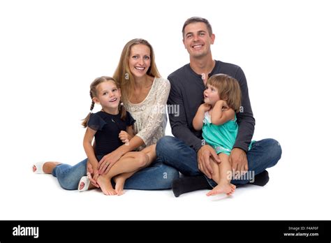 Glückliche Familie Vater Mutter und Kinder Stockfotografie Alamy