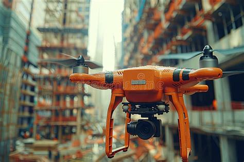 Drone Inspecting The Construction Of A Building Stock Illustration