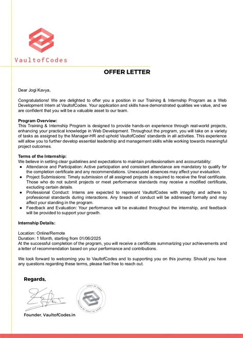 Internship Vaultofcodes Gratitude Learning Opportunity