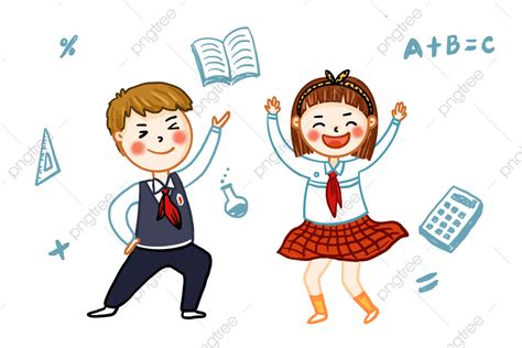 手繪學生插畫 小學生 手繪 插畫素材圖案，psd和png圖片免費下載
