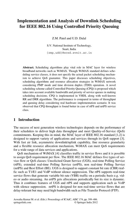 Pdf Implementation And Analysis Of Downlink Scheduling For Ieee 802