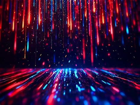 Premium Photo | Glowing Red Blue Neon Streak Cascading Rain Line ...