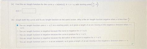 Solved A Find The Arc Length Function For The Curve