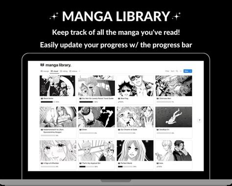 Manga Tracker Notion Template Monochrome Aesthetic Notion Template Black And White Notion