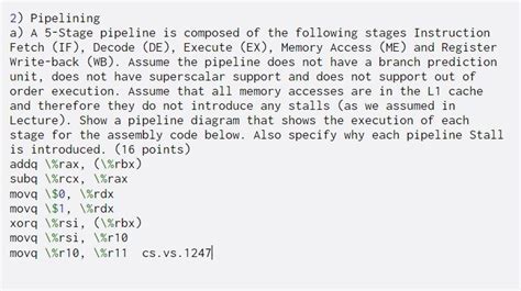 Solved Pipelining A A Stage Pipeline Is Composed Of Chegg
