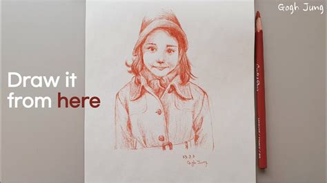 사람 그릴 때 여기부터 그려보세요│인물화 쉽게 그리기│how To Draw A Girl│콩테연필 그림│drawing