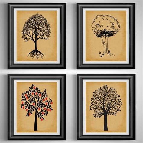 Rowan Tree Artwork Oak Tree Poster Apple Tree Print Nature Lover T