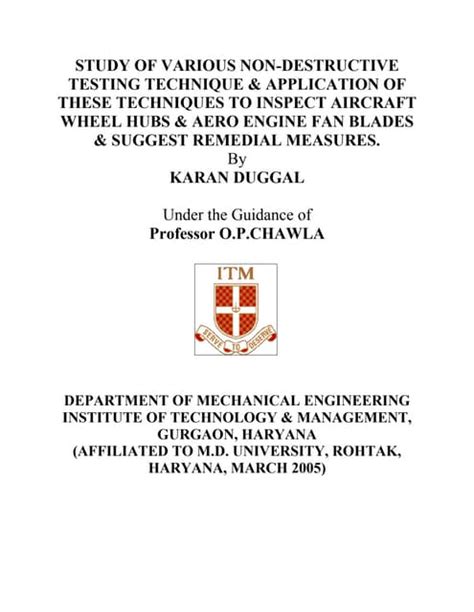 Various Nondestructive Testing Techniques And Their Inspections On Aircraft Structures Doc