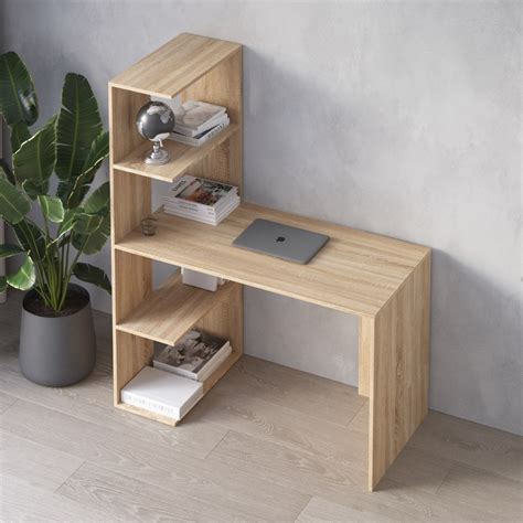 Стол компьютерный письменный стол со стеллажом и полками слева M 16 дуб сонома низкие цены