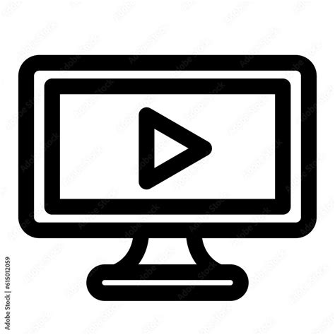 映像、再生、パソコンを表すラインスタイルのアイコン Vector De Stock Adobe Stock
