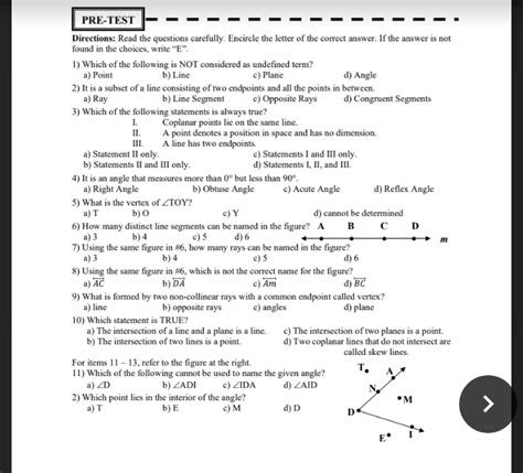 Solved Pre Test Directions Read The Questions Carefully Encircle The