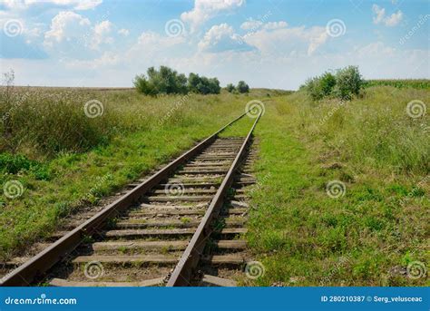 Old Disused Railway Line Disappears Into The Distance Royalty Free