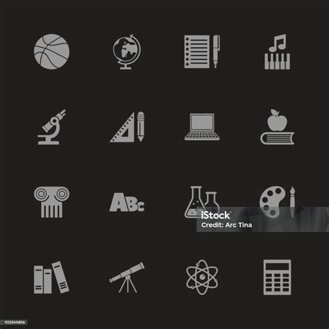 School Subject Flat Vector Icons Stock Illustration Download Image