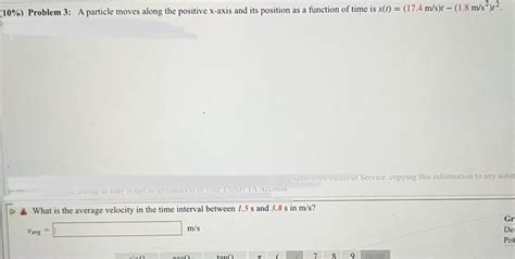Solved Problem A Particle Moves Along The Positive Chegg