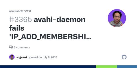 Avahi Daemon Fails Ipaddmembership Socket Option · Issue 3365 · Microsoftwsl · Github