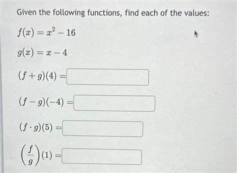 Solved Given The Following Functions Find Each Of The