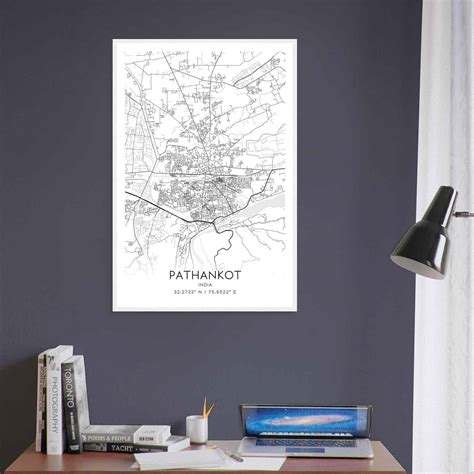 Pathankot India Map Poster Pathankot City Road Wall Art Print Custom