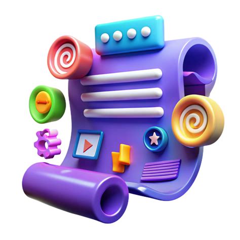 Colorful 3d Scroll With Ui Elements 56089391 Png