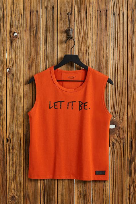 Let It Be Womens Orange Tank Top And Worn And Haggard